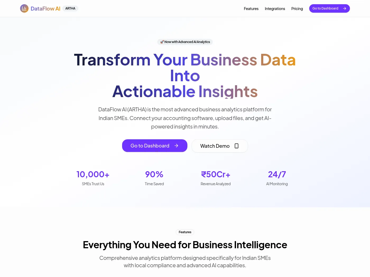 DataFlow AI: Indian SME Business Analytics SaaS Platform (Remix)