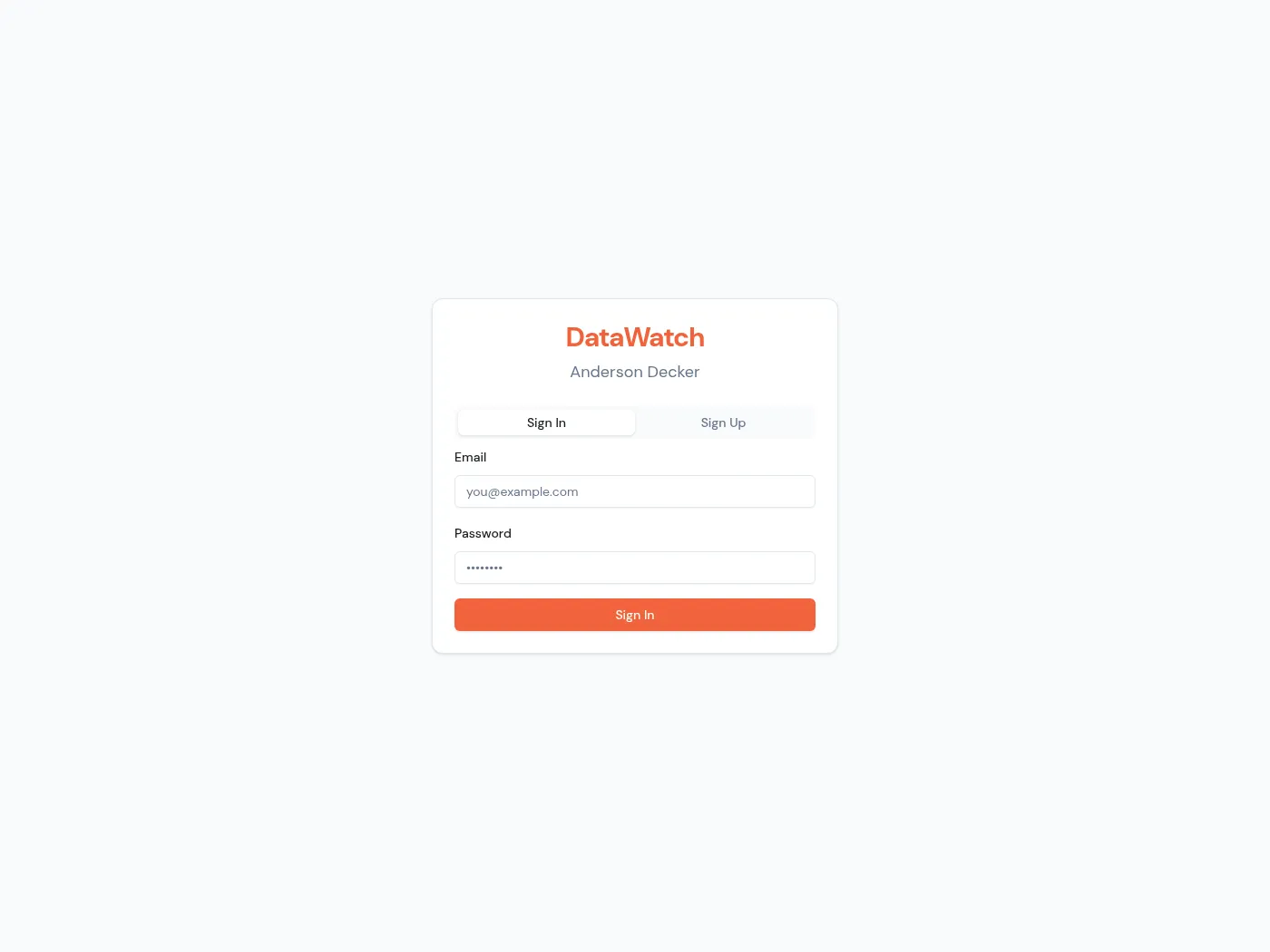 DataWatch Admin & Analytics Web Portal for Anderson Decker