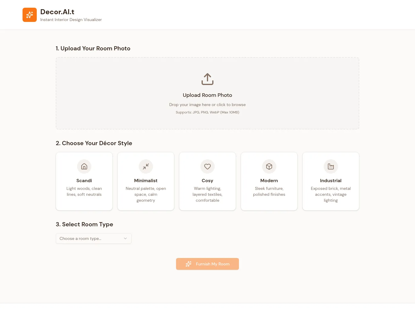 Decor.AI.t: Instant Interior Furnisher