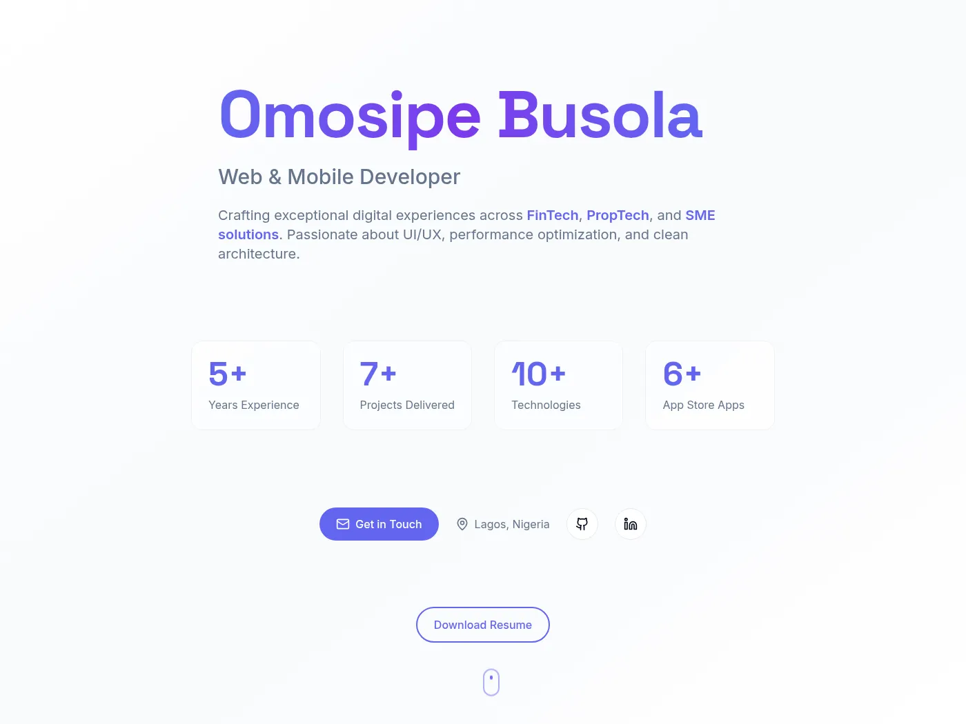 Developer Portfolio with 3D Showcases for Modern App Innovator
