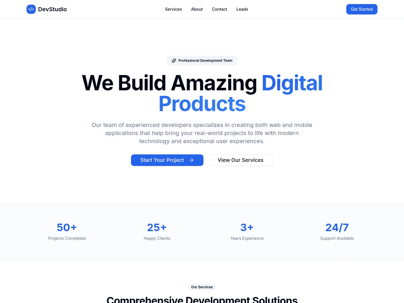 Developer Services & Project Creation Platform