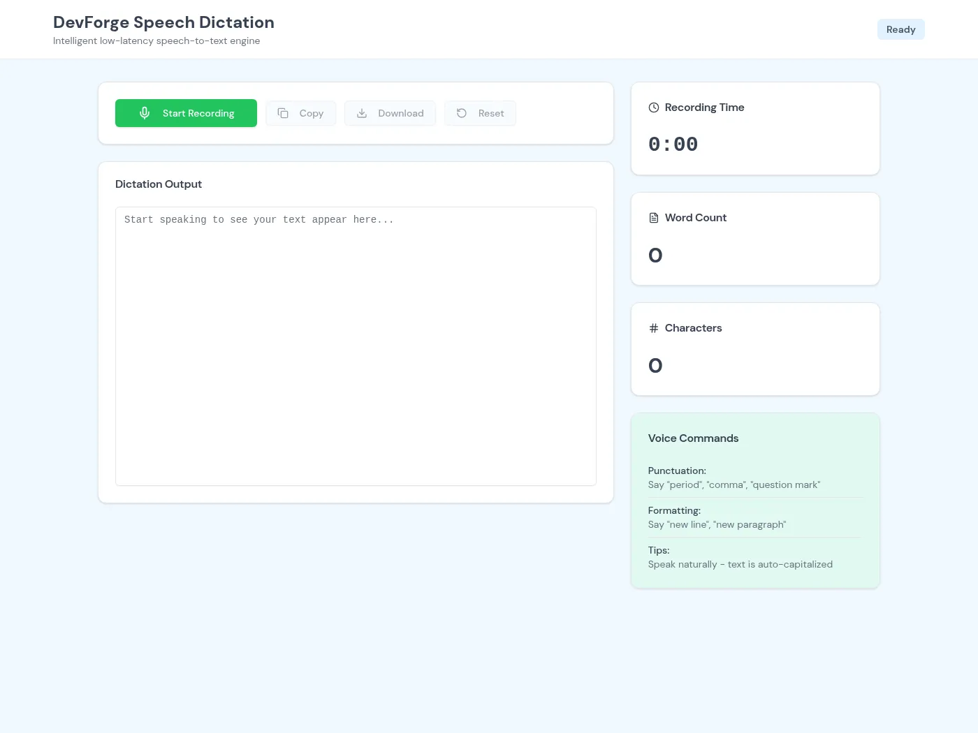 DevForge Speech Dictation Engine