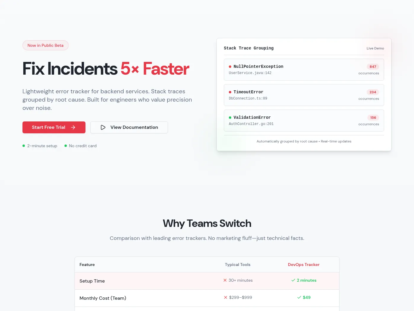 DevOps Error Tracker Landing Page: Convert Fast, Fix Faster
