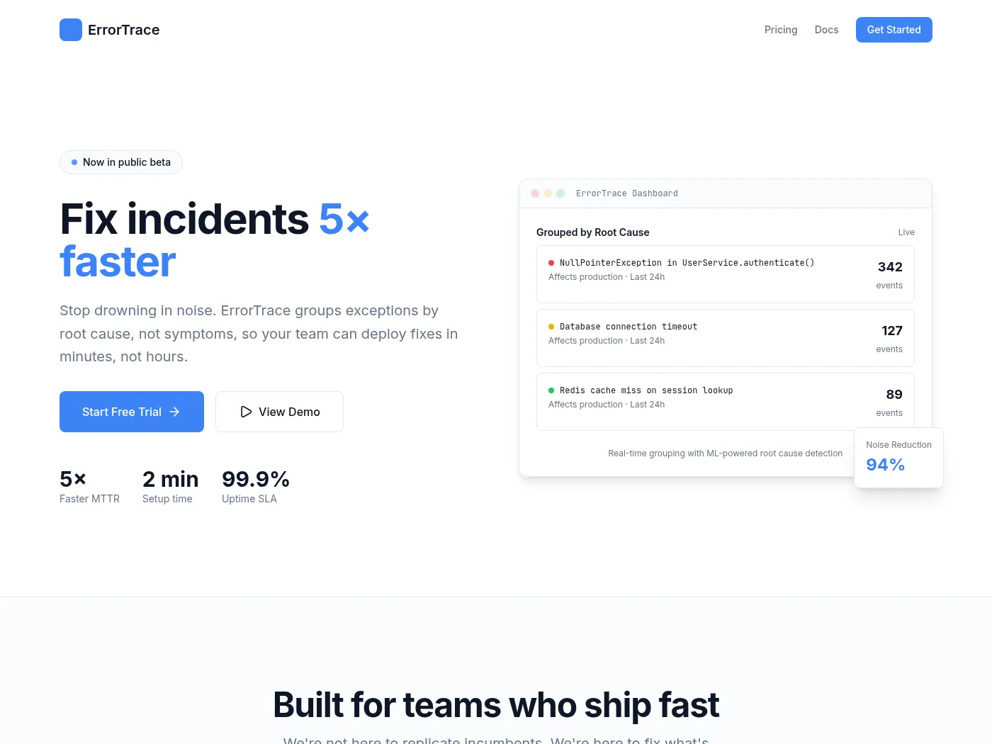 DevOps Error Tracker Landing Page