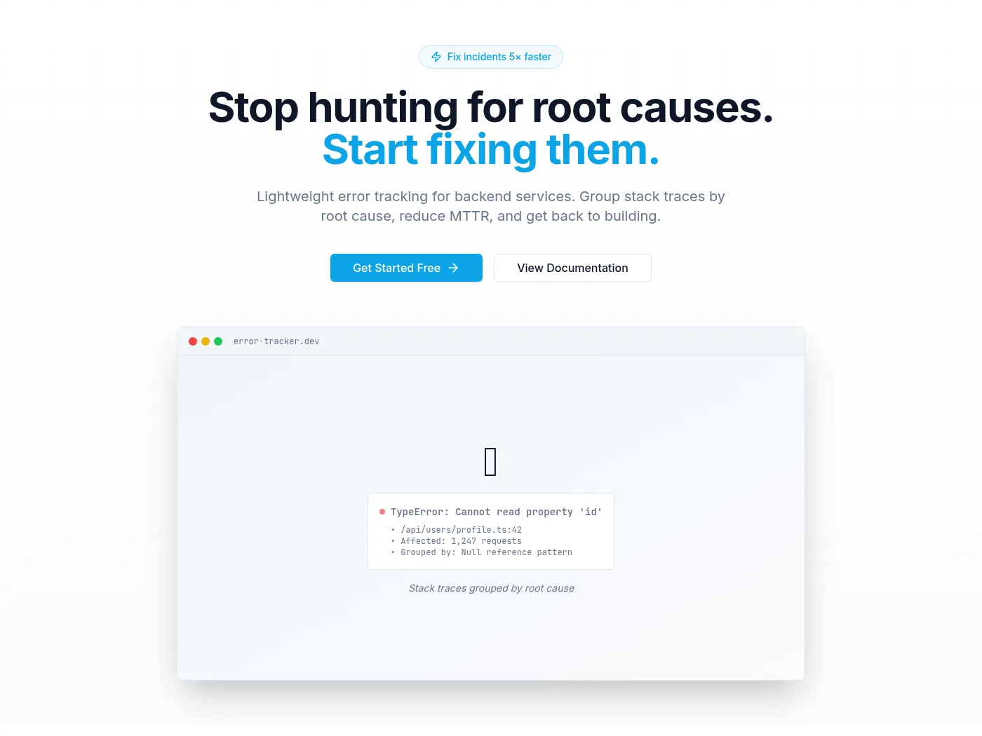 DevOps Error Tracker Landing Page