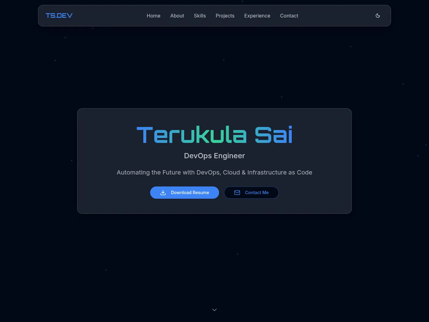 Terukula Sai DevOps Engineer Glassmorphic Portfolio