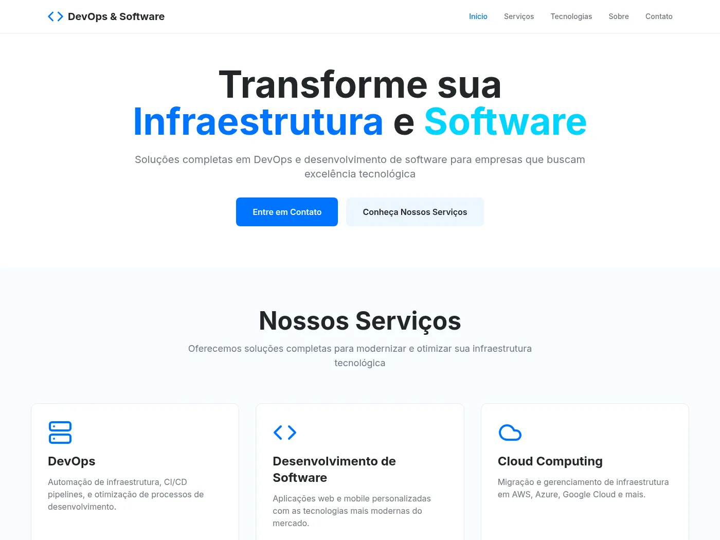 DevOps and Software Development Business Website