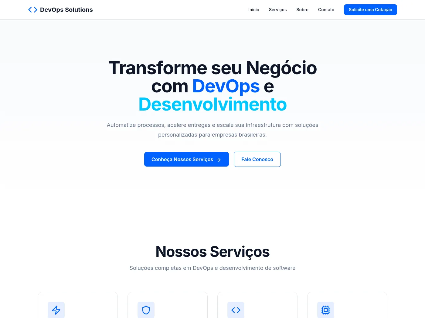 DevOps & Software Solutions Website for Brazilian Businesses