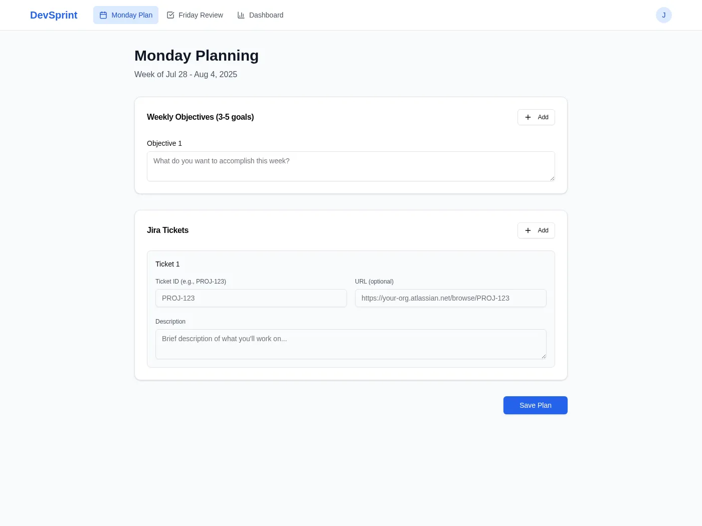 DevSprint: Lightweight Developer Productivity Tracker