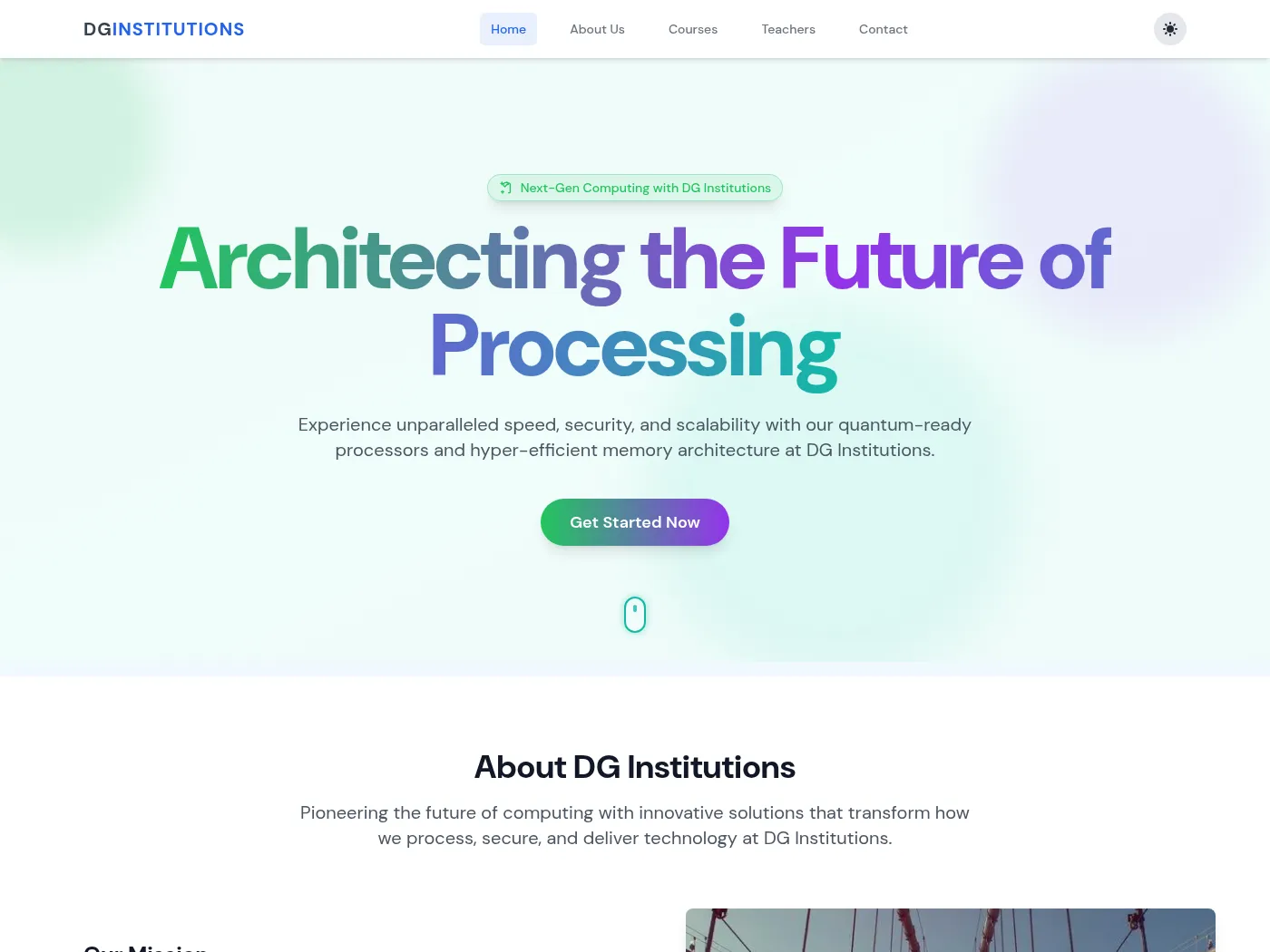 DG Institutions Next-Gen Solutions React Website