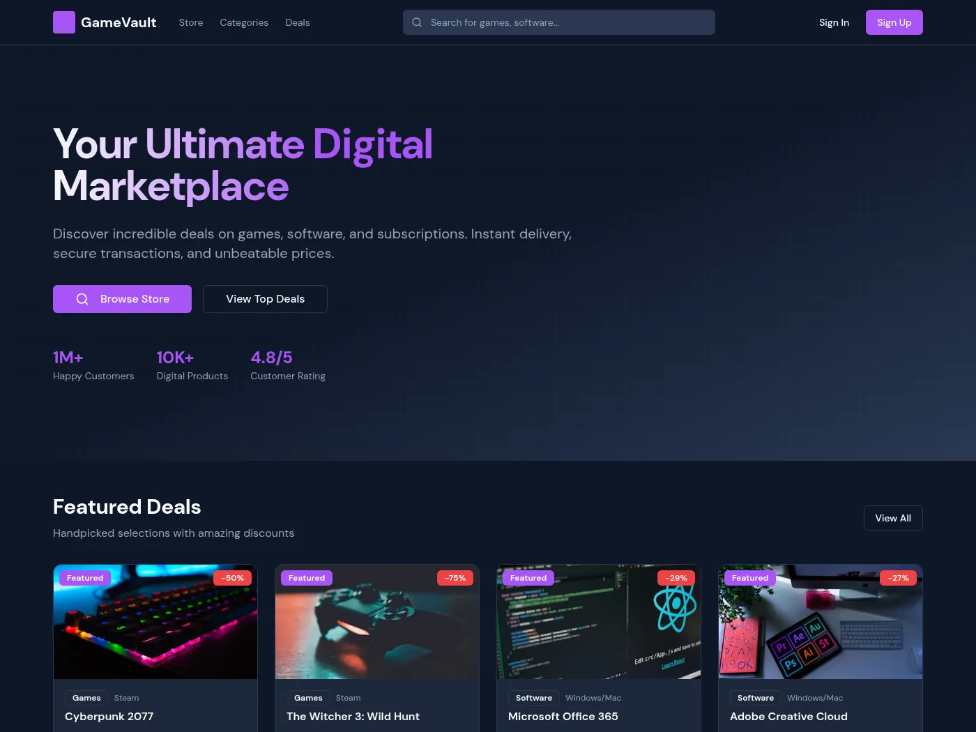 Digital Product E-commerce Platform