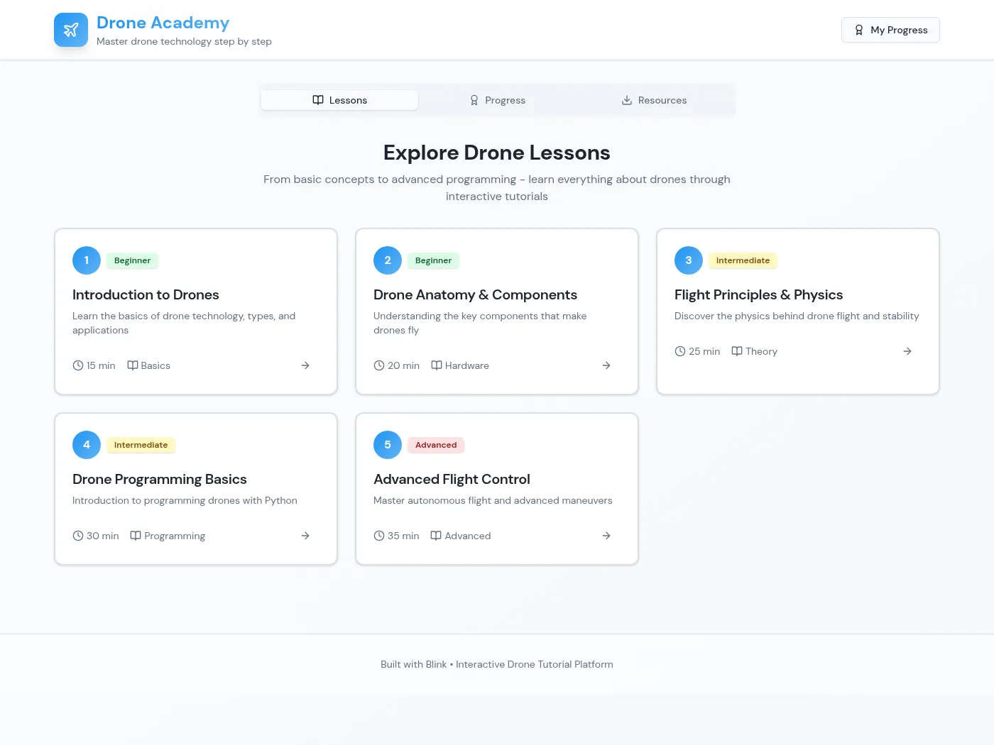 Interactive Drone Tutorial Slides Platform