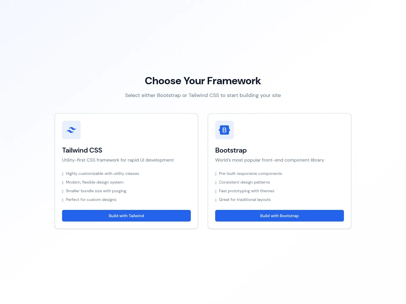 Dual-Framework Site Builder