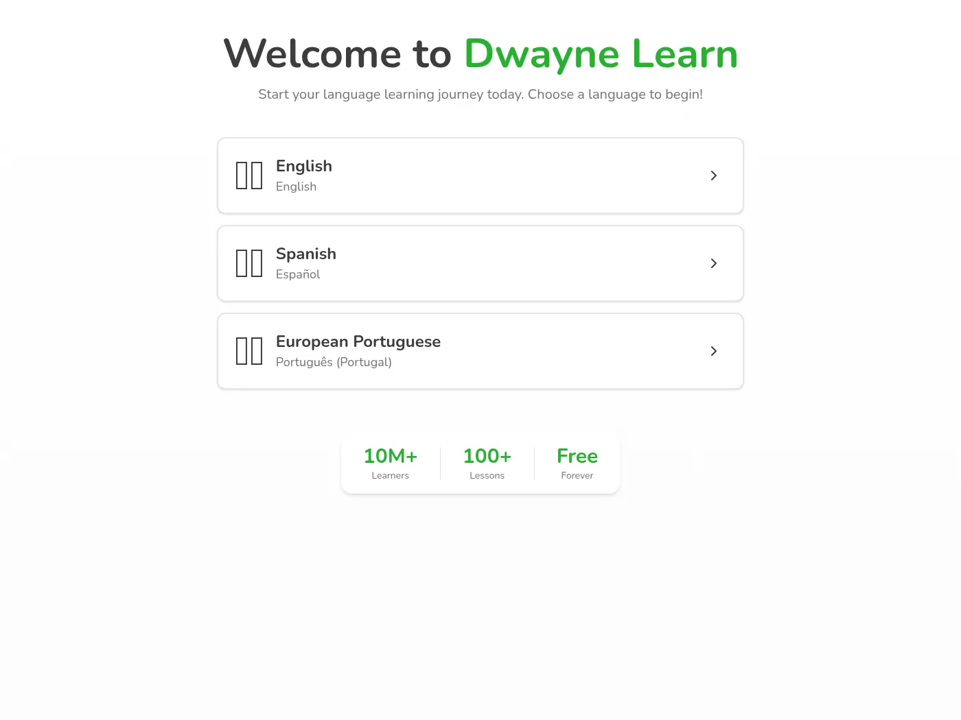 Dwayne Learn: Simple Language Learning App