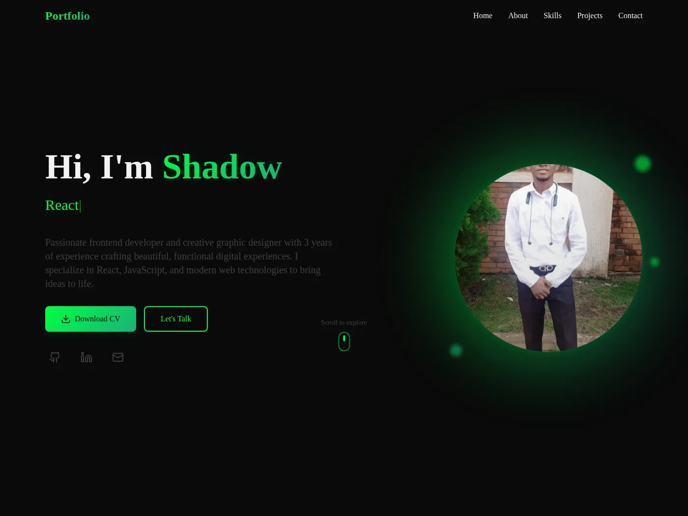 Dynamic 3D Portfolio for a Creative Frontend Developer & Designer