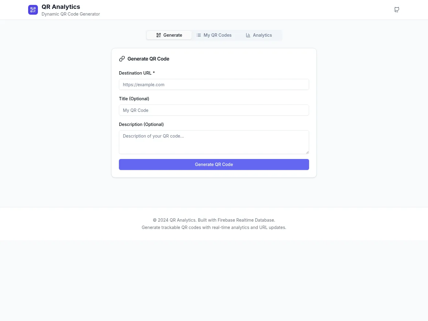 Dynamic QR Code Generator with Analytics Tracking