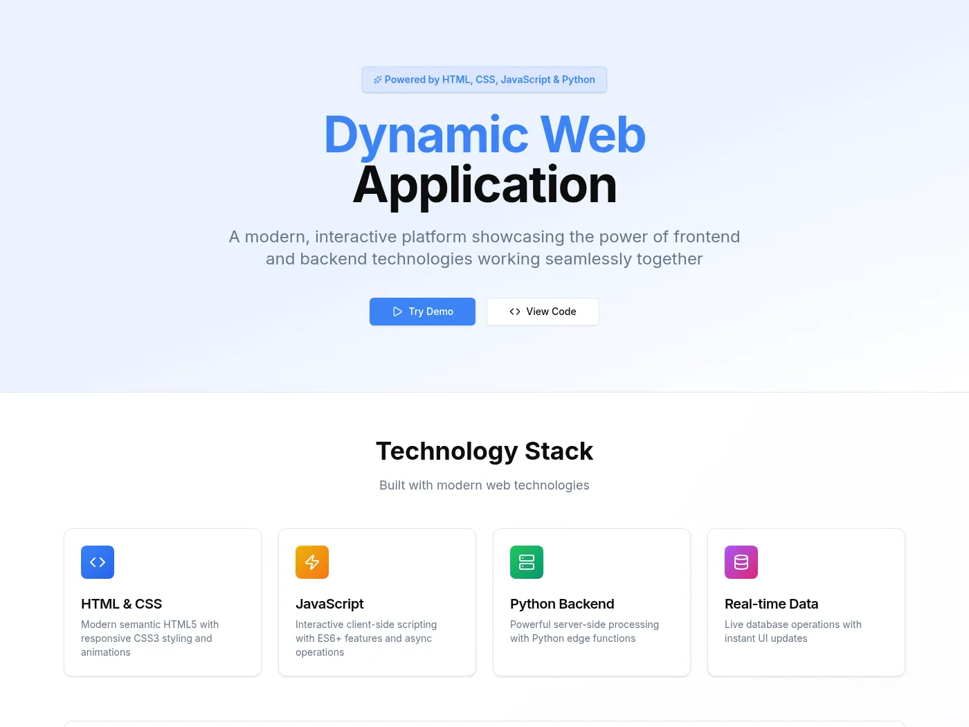 Dynamic Web Application with HTML, CSS, JavaScript, and Python