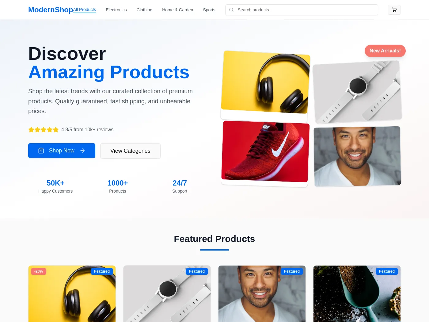 E-commerce System with React and Tailwind CSS