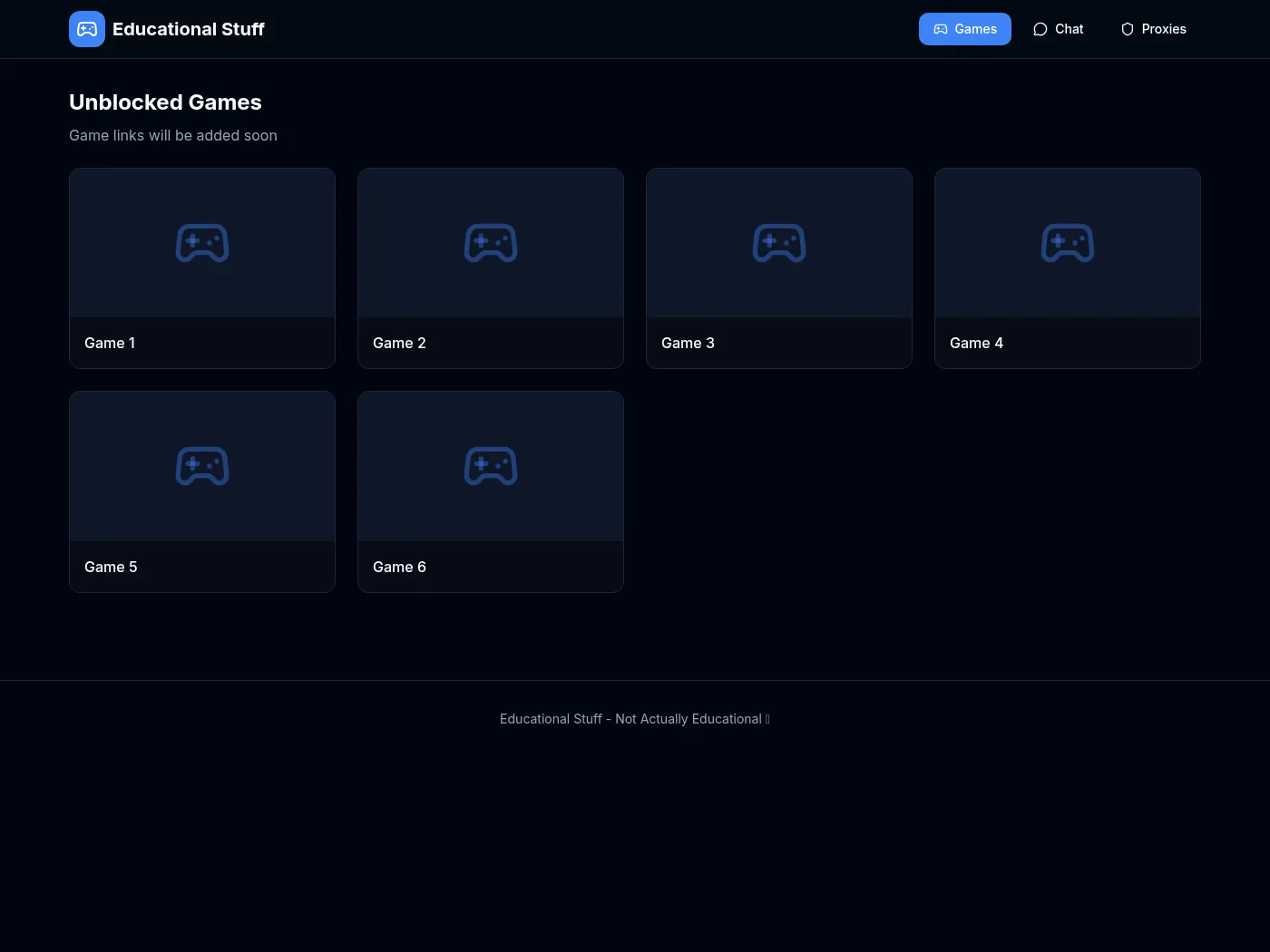 Educational Stuff - Fun Gaming Hub with Chat and Proxies