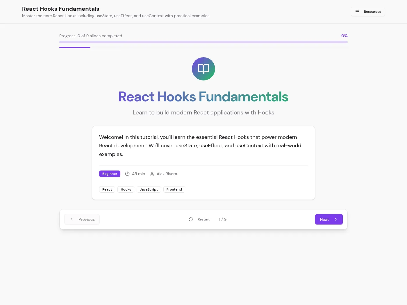 Interactive Educational Tutorial Slides Platform
