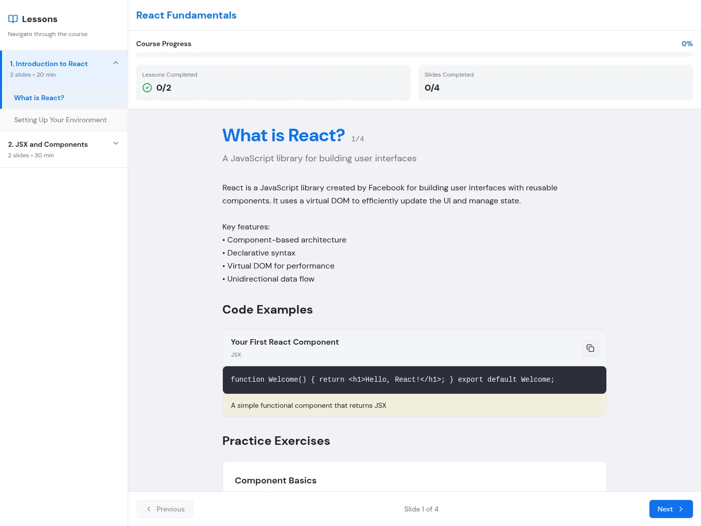 Interactive Educational Tutorial Slides Platform