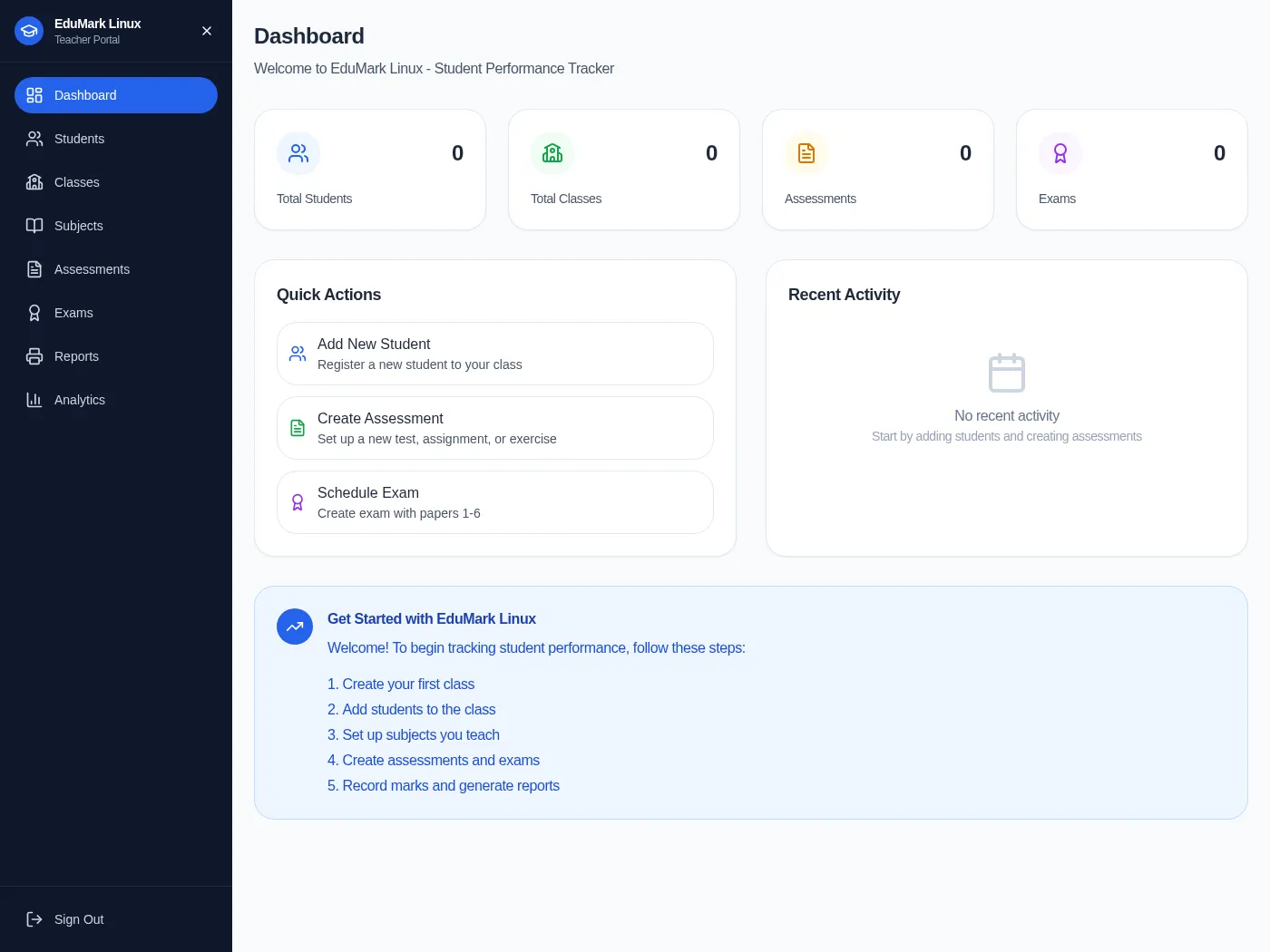 EduMark Linux: Teacher-Only Student Performance Tracker
