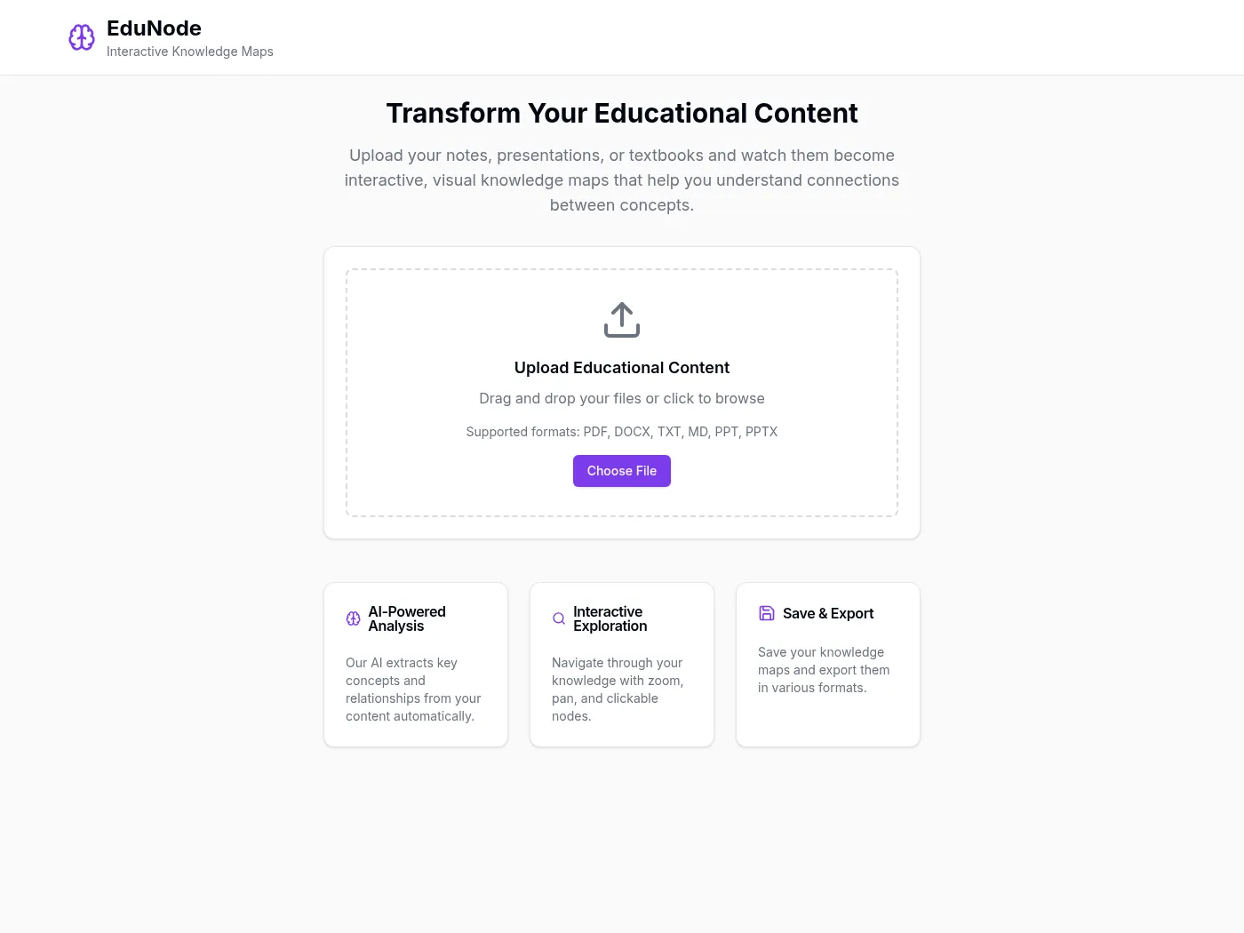 EduNode Interactive Knowledge Map