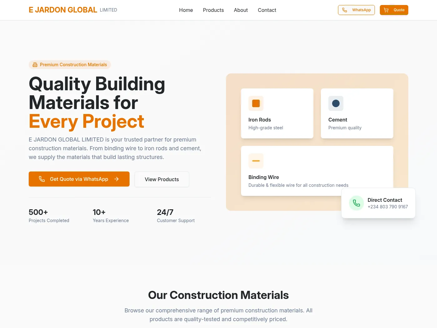 E JARDON GLOBAL Construction Materials E-commerce Platform