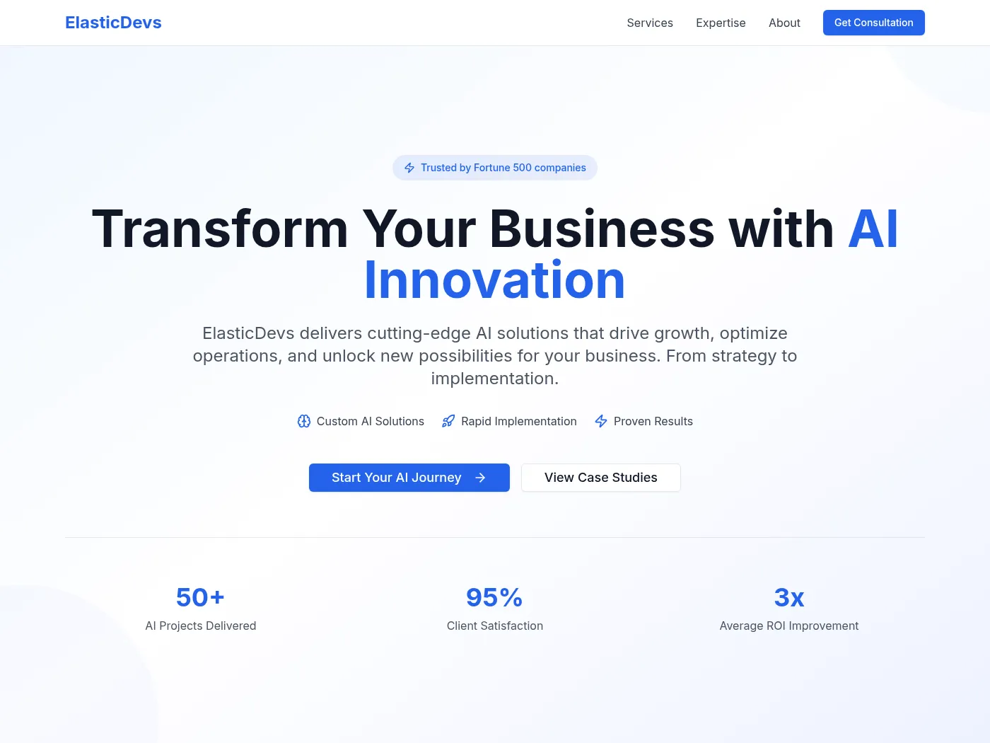 ElasticDevs AI Consultancy Website