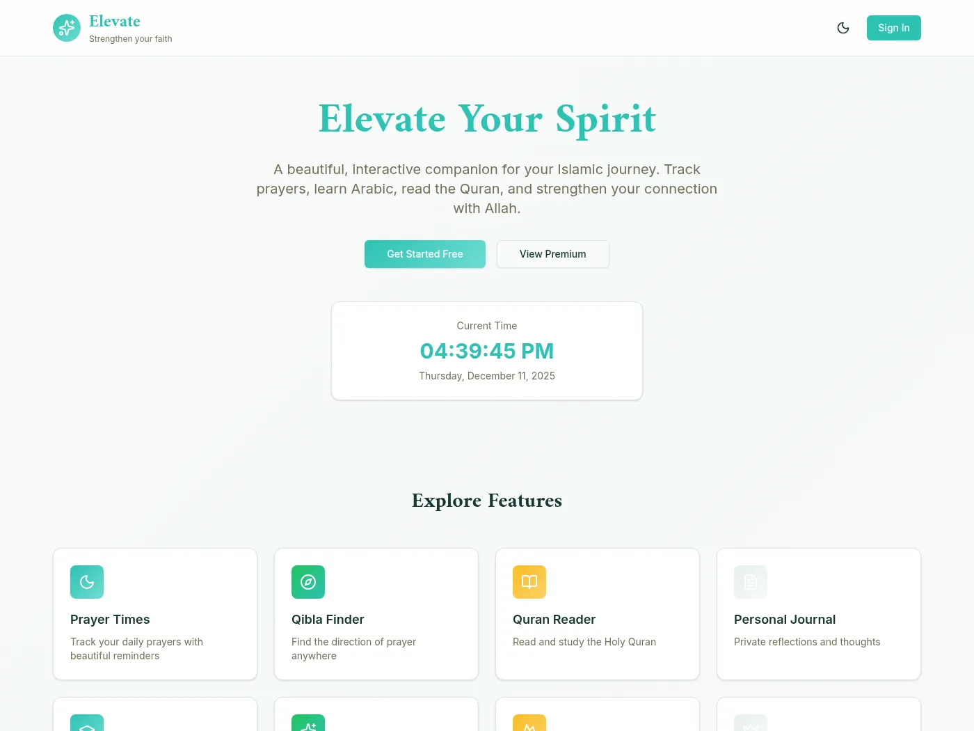 Elevate - The Ultimate Interactive Islamic Lifestyle Web App