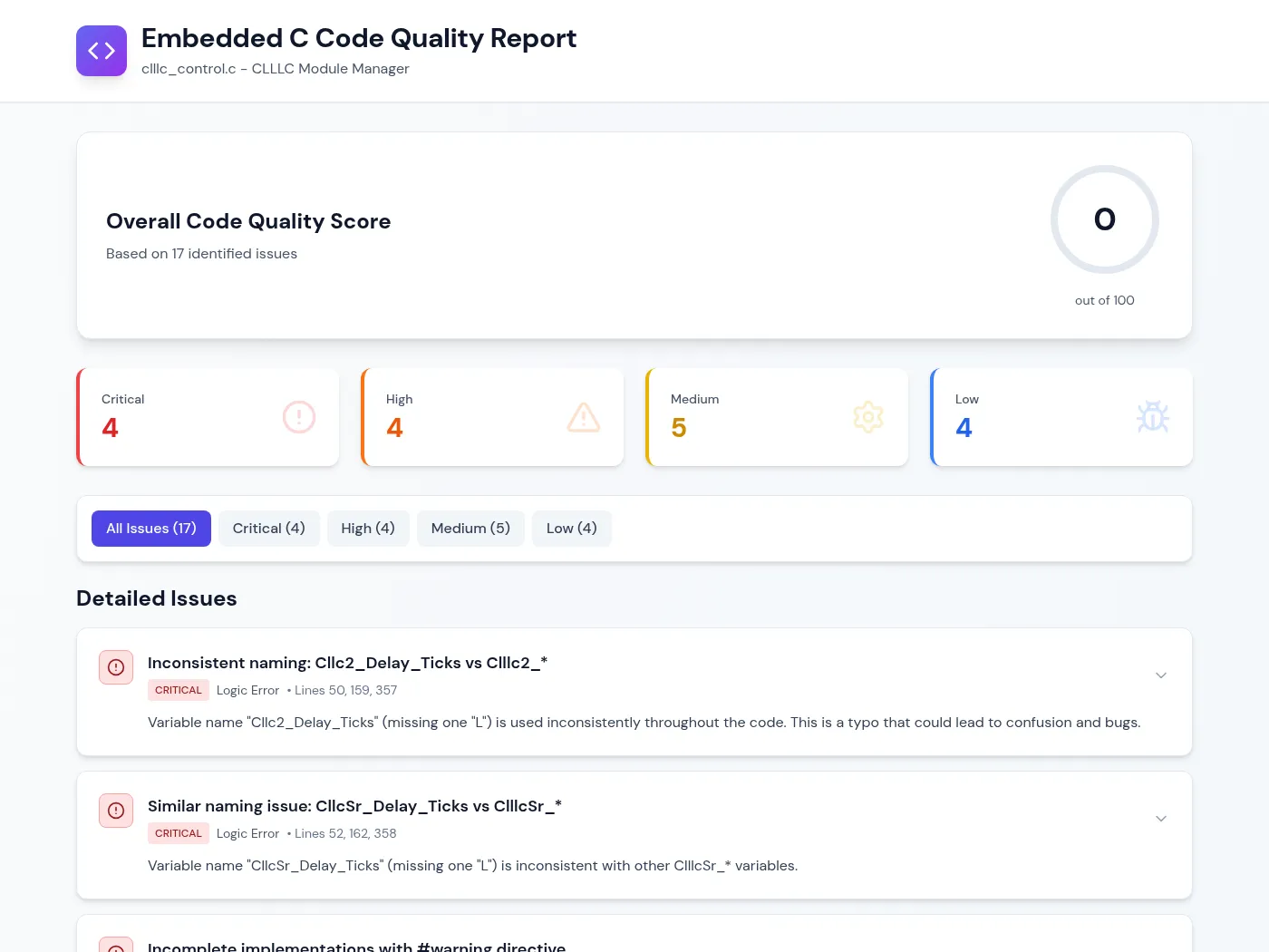 Embedded C Code Quality Analyzer