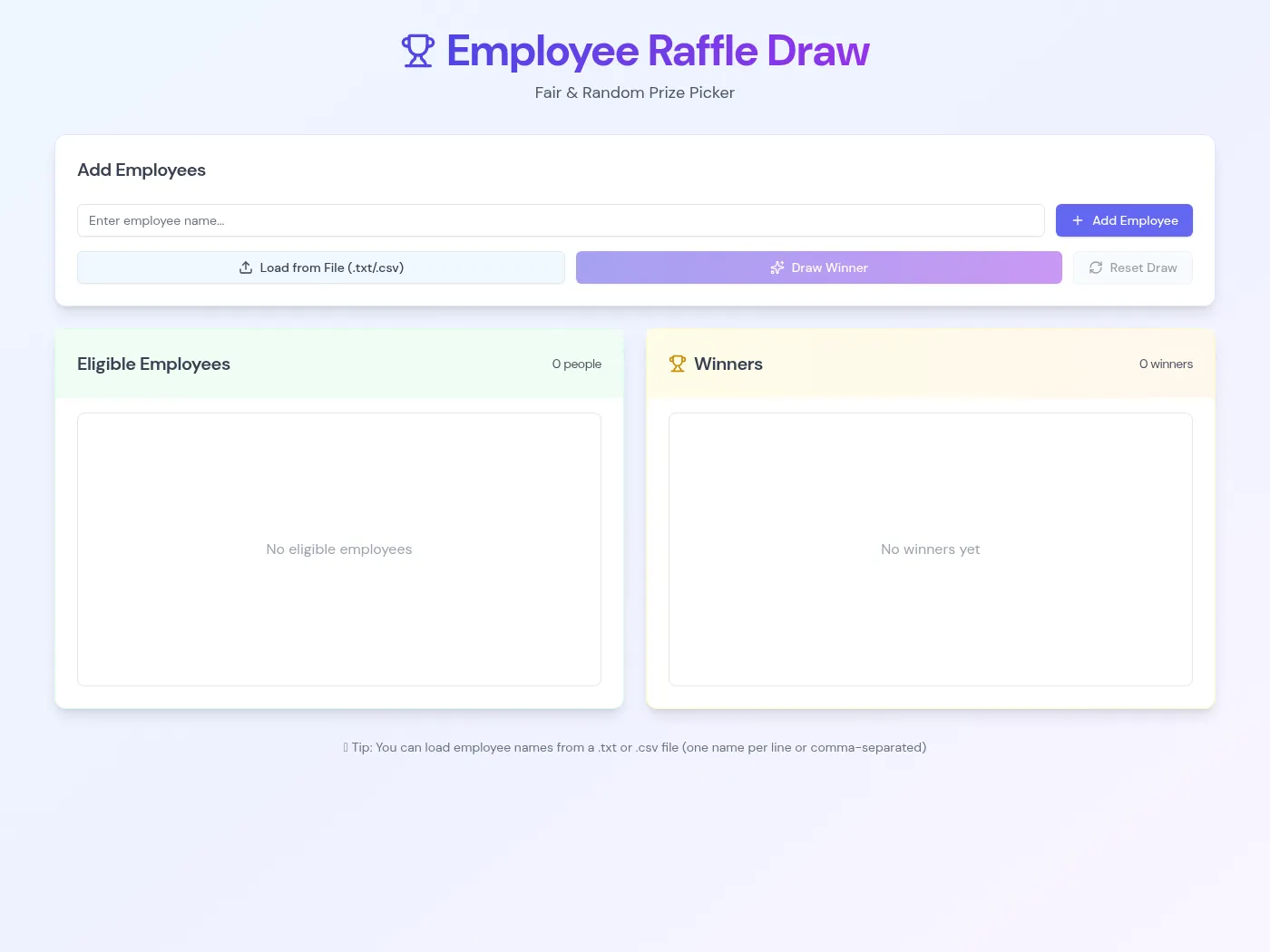 Employee Raffle Draw - Fair & Random Prize Picker (Python Desktop App)