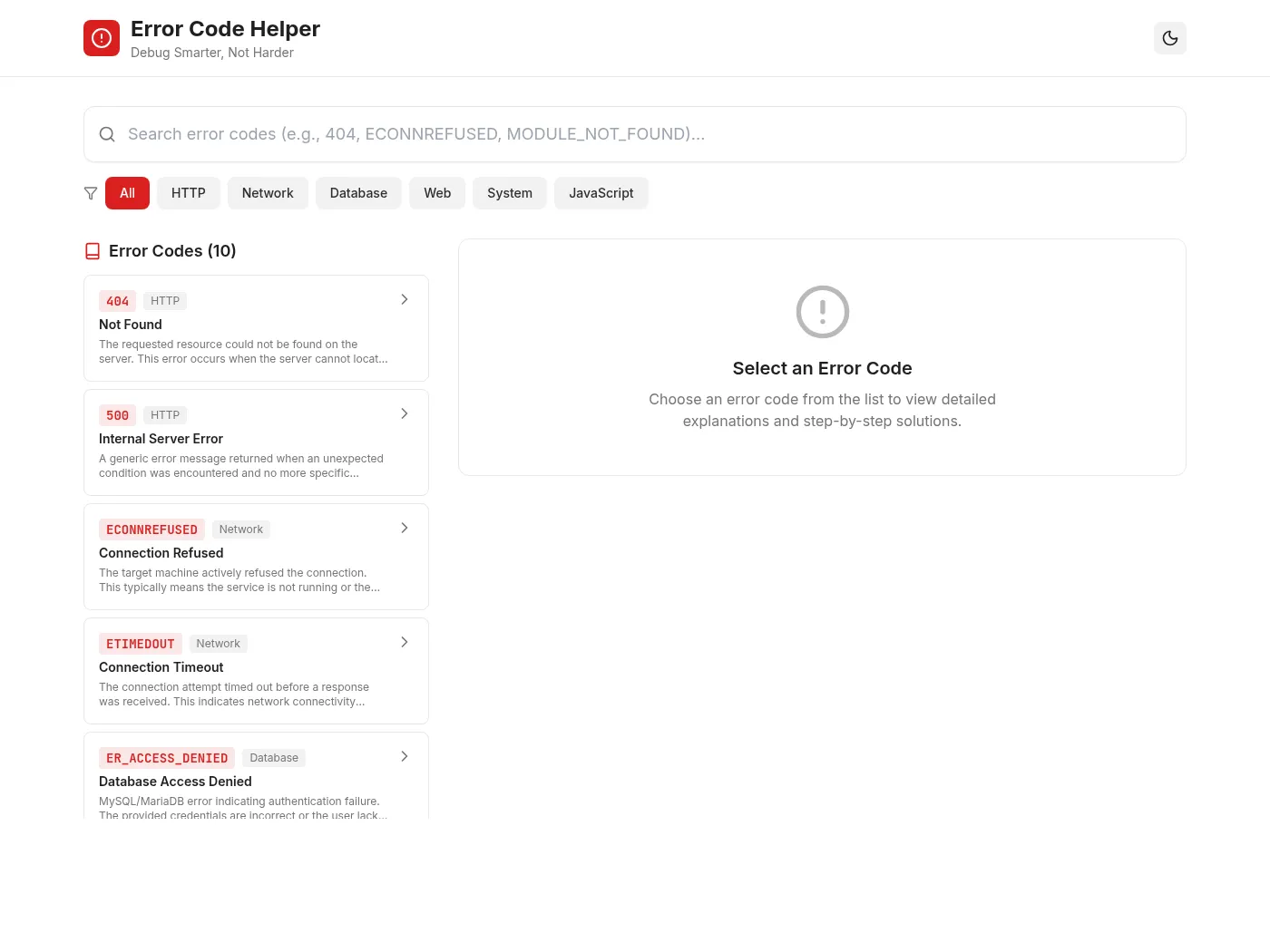 Error Code Helper