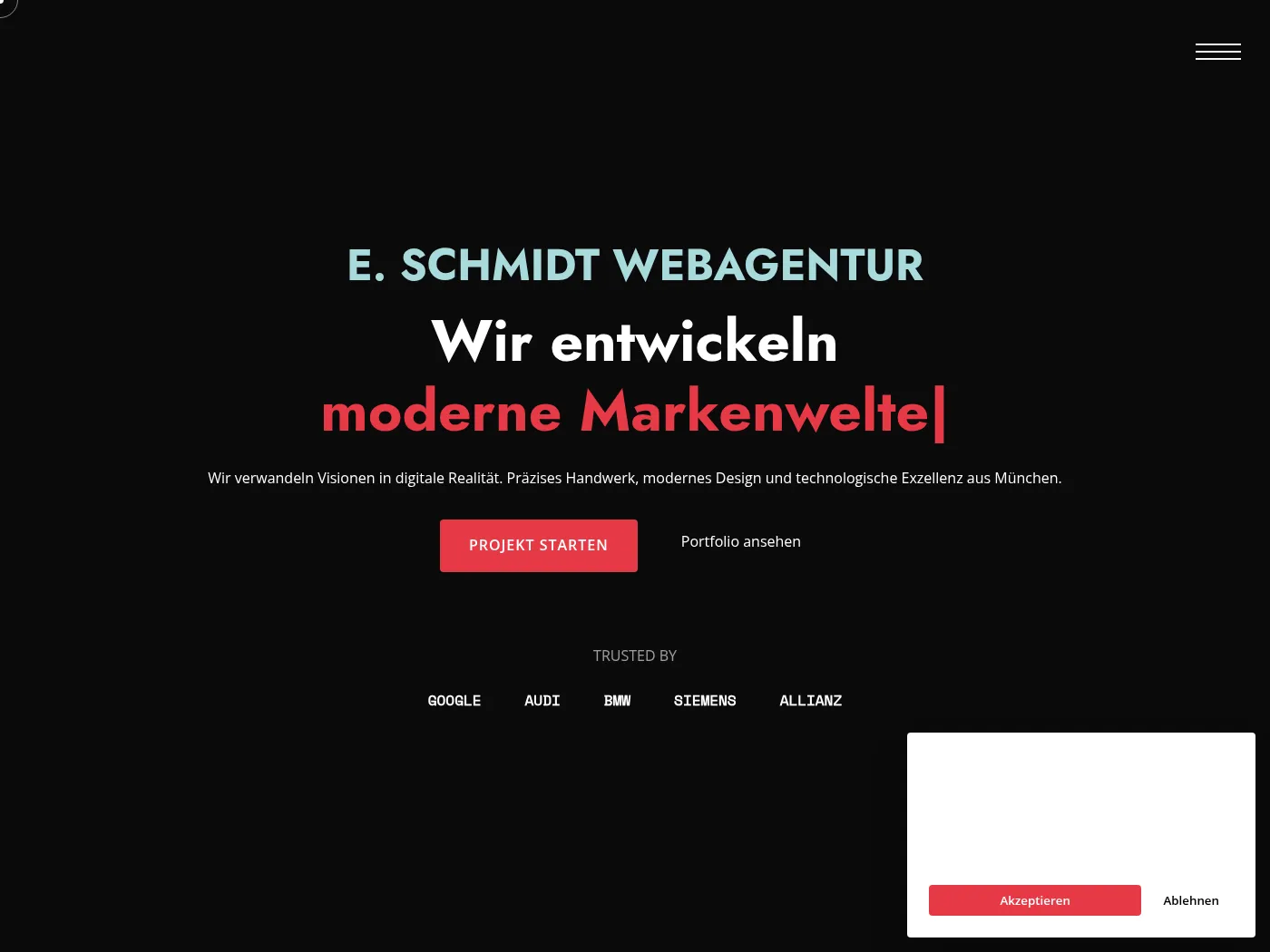 E. Schmidt Webagentur Modern Portfolio Website