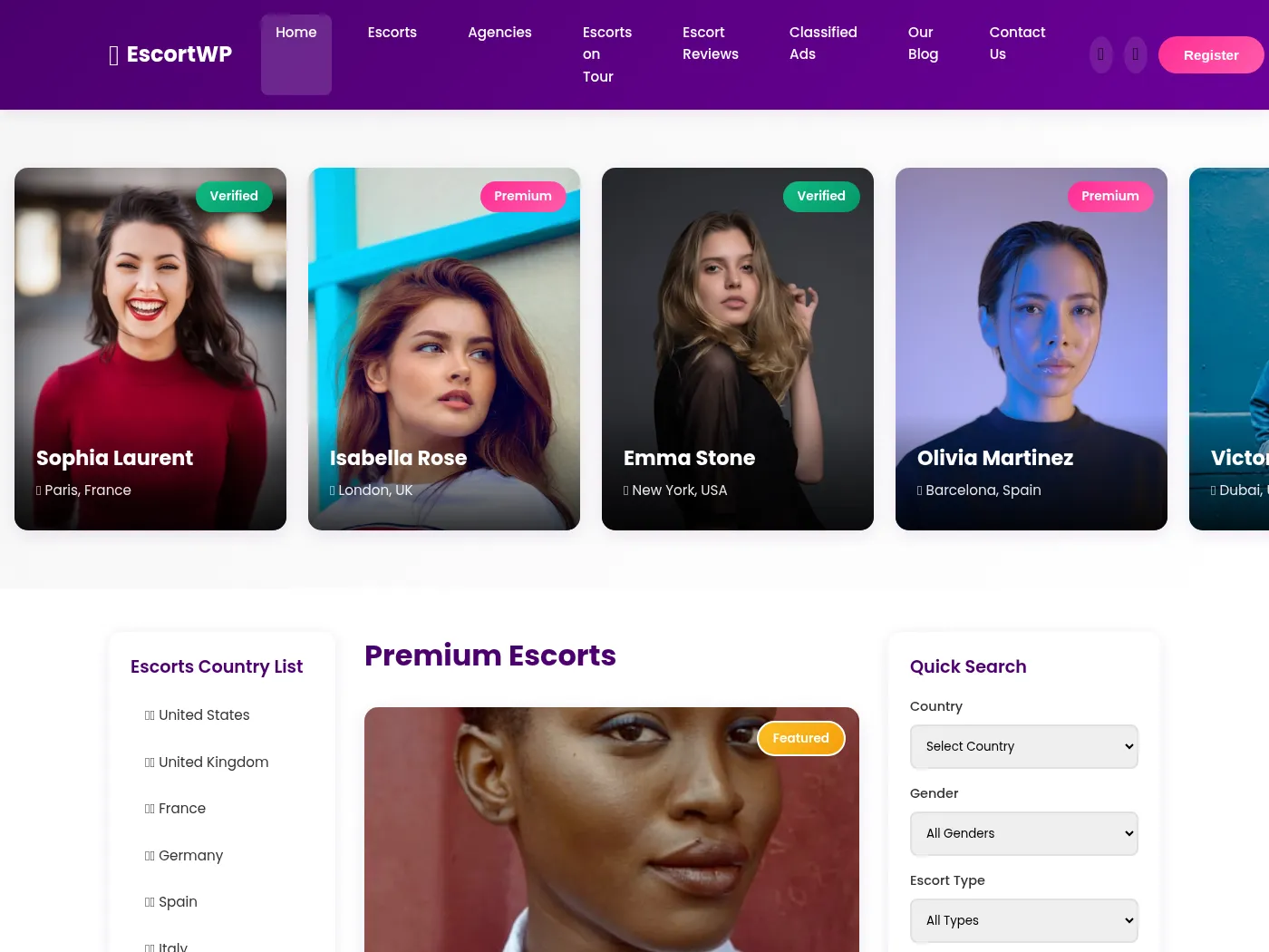 EscortWP Static Directory Website – Elegant Responsive HTML & CSS Escort Directory