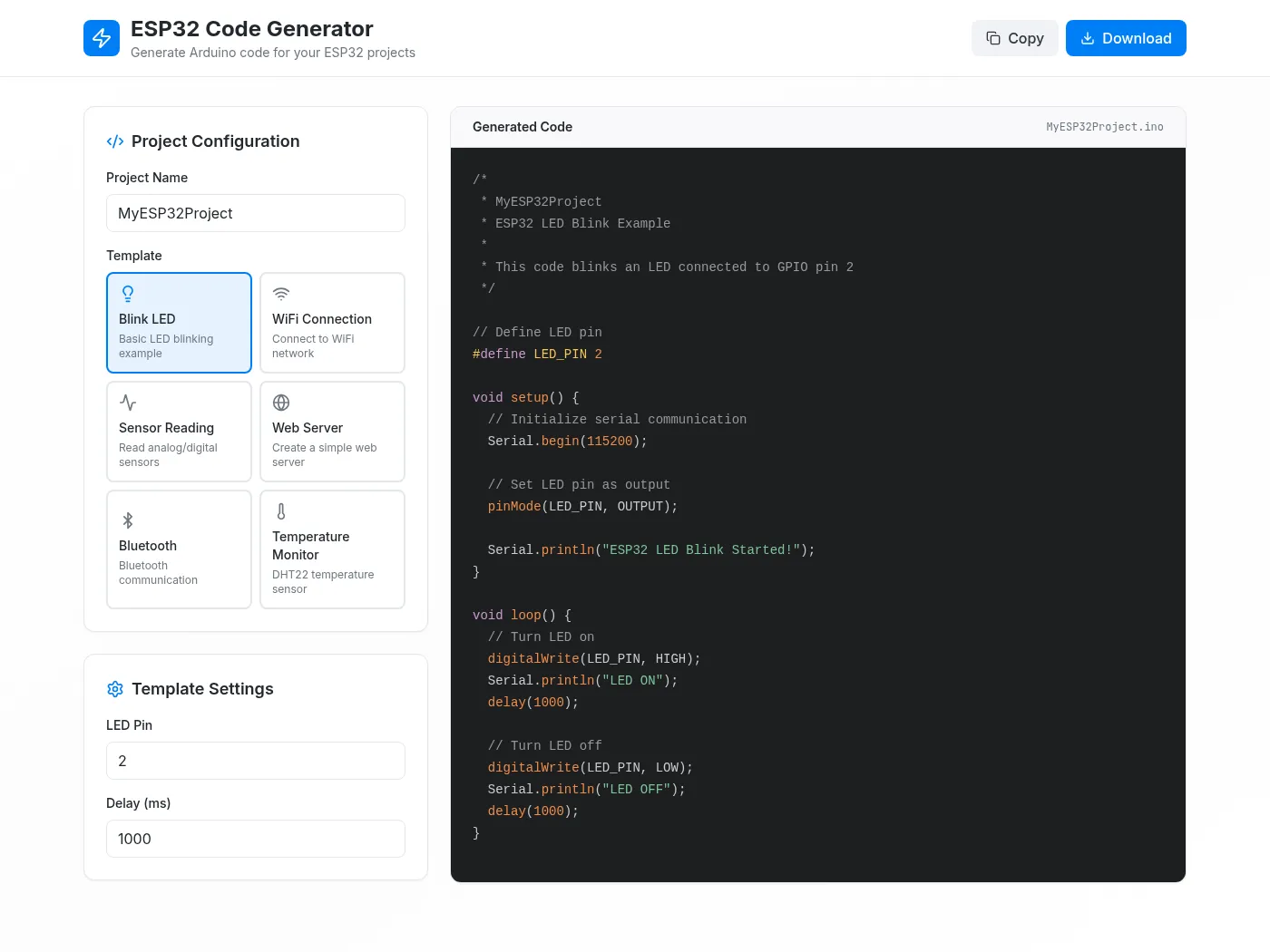ESP32 Code Generator