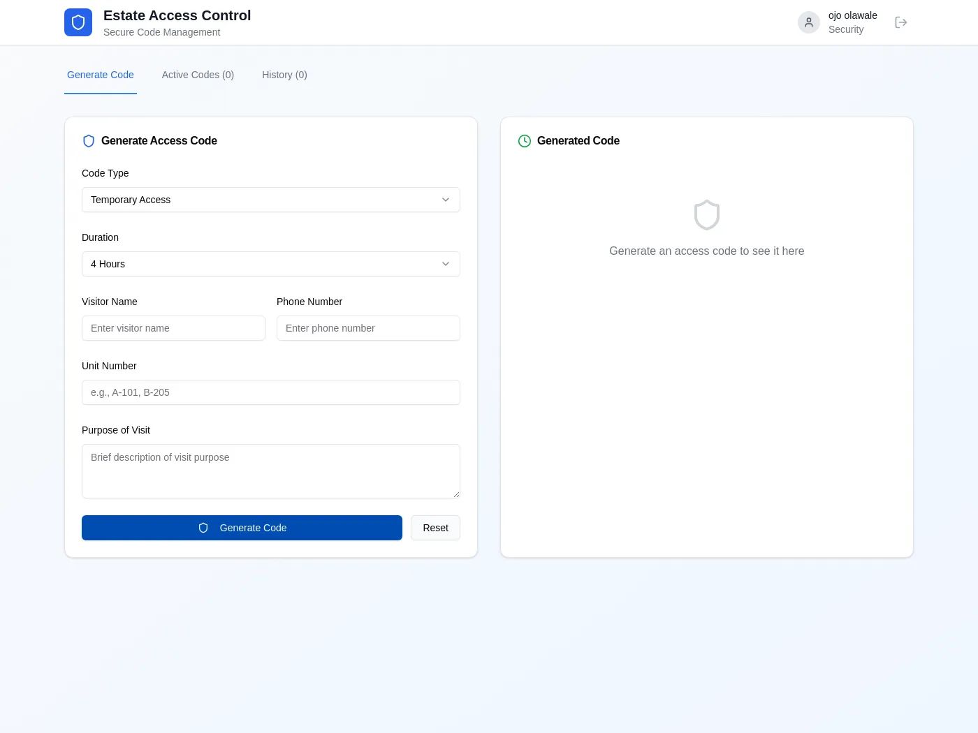 Estate Access Code Generator