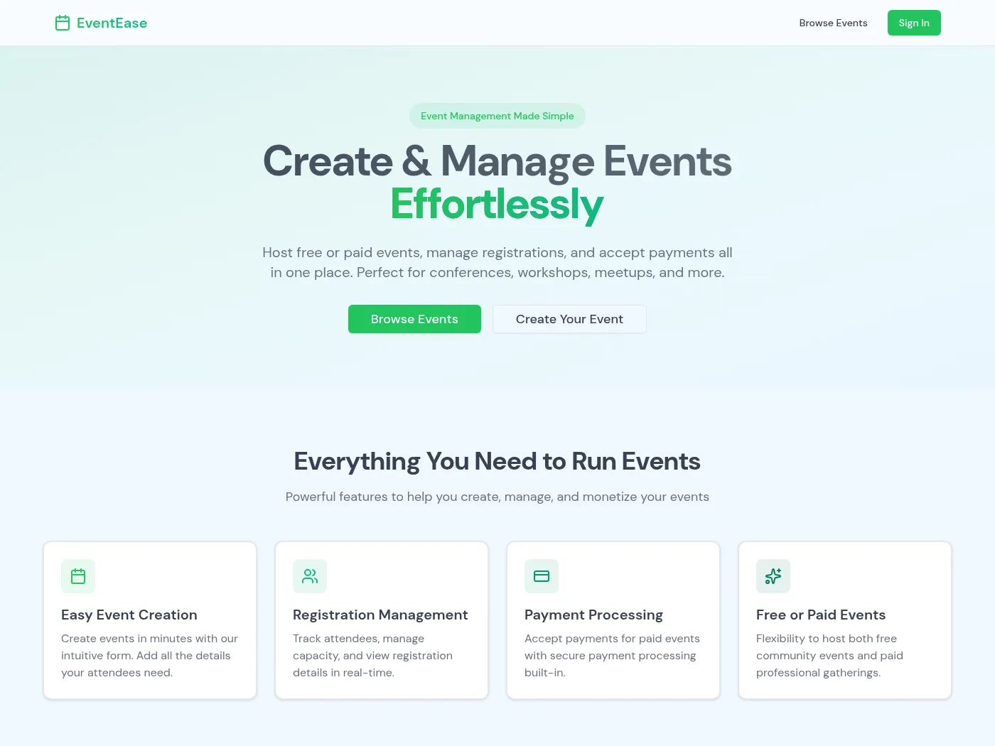 EventEase - Comprehensive Event Management Web App