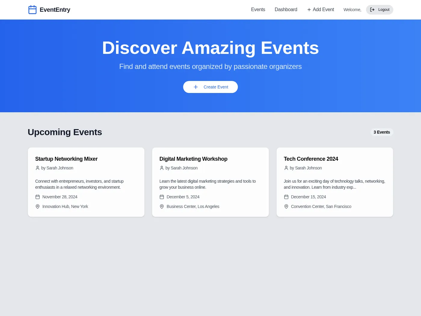 Event Entry Platform with Angular & Spring Boot