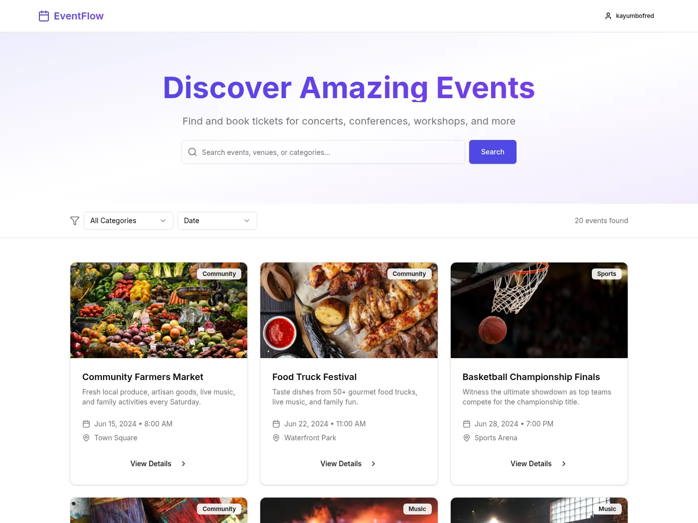 EventFlow – A Modern Event Listing & Ticketing Platform