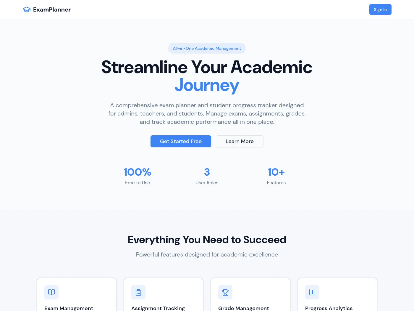 All-in-One Exam Planner and Student Progress Tracker