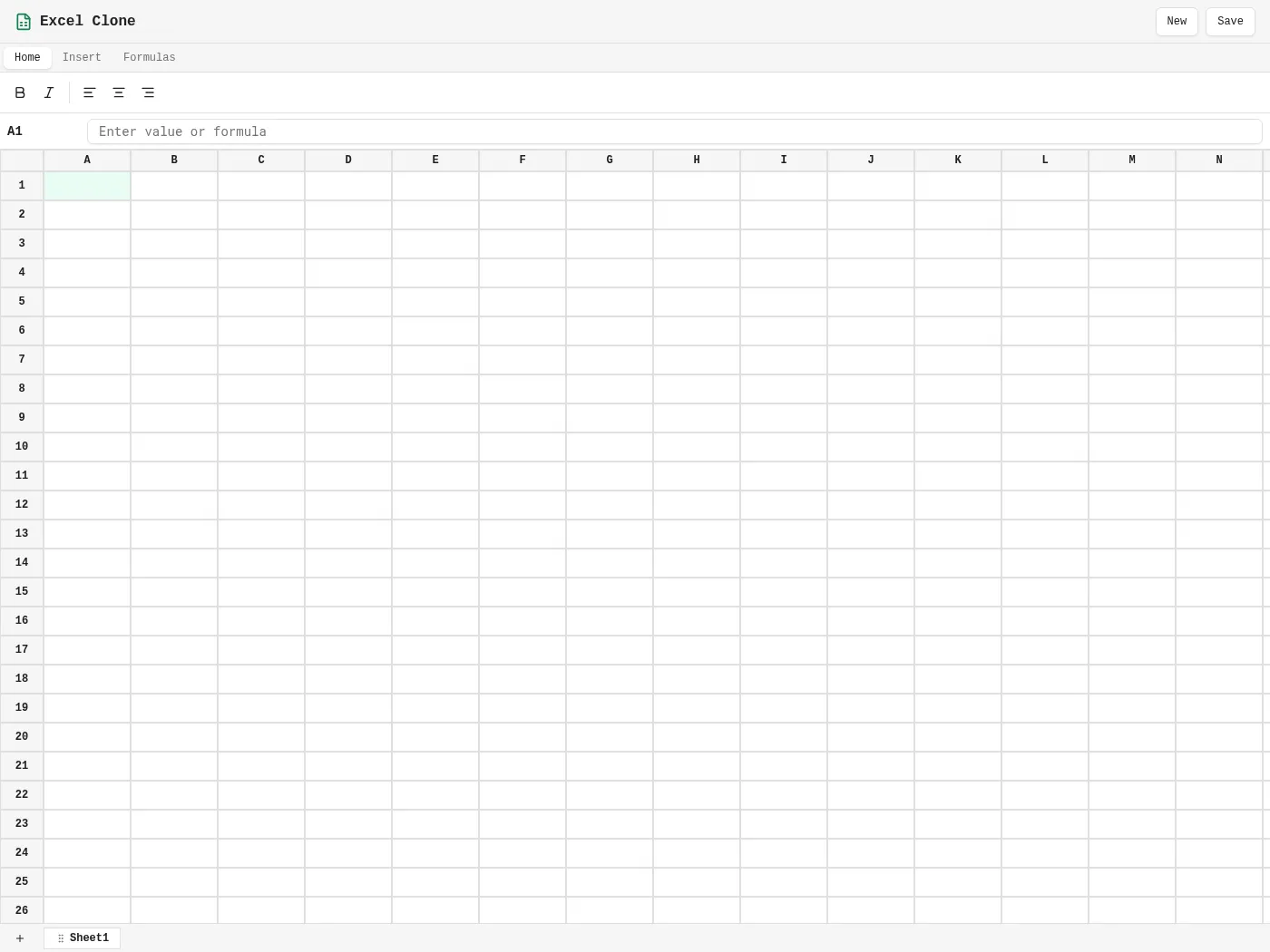 Excel Clone – Online Spreadsheet Application