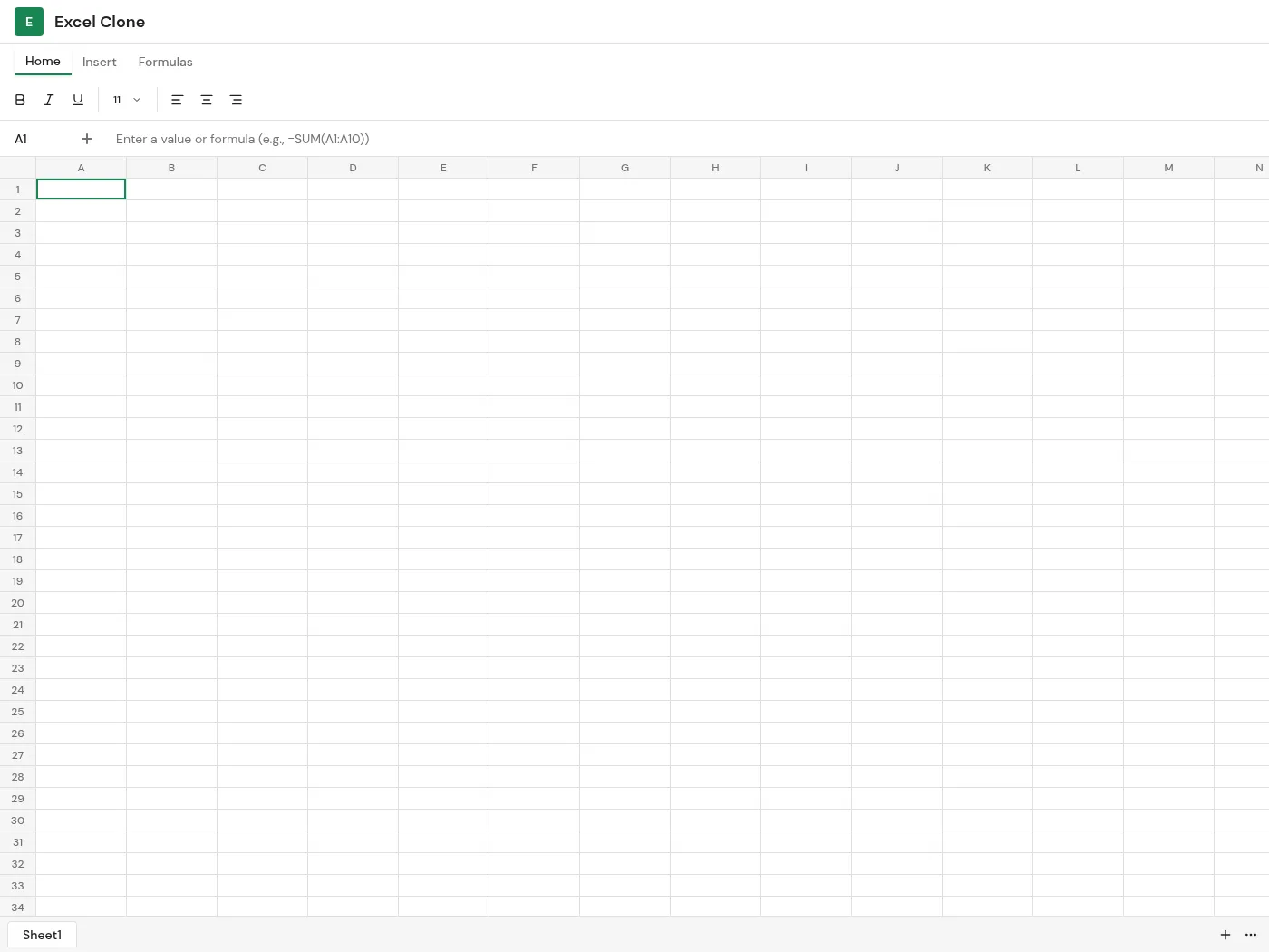 Excel Clone - Web-based Spreadsheet App