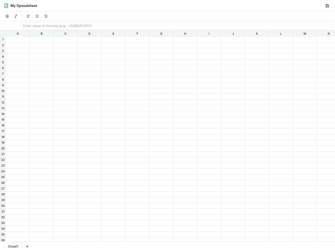 Excel Spreadsheet Clone for the Web