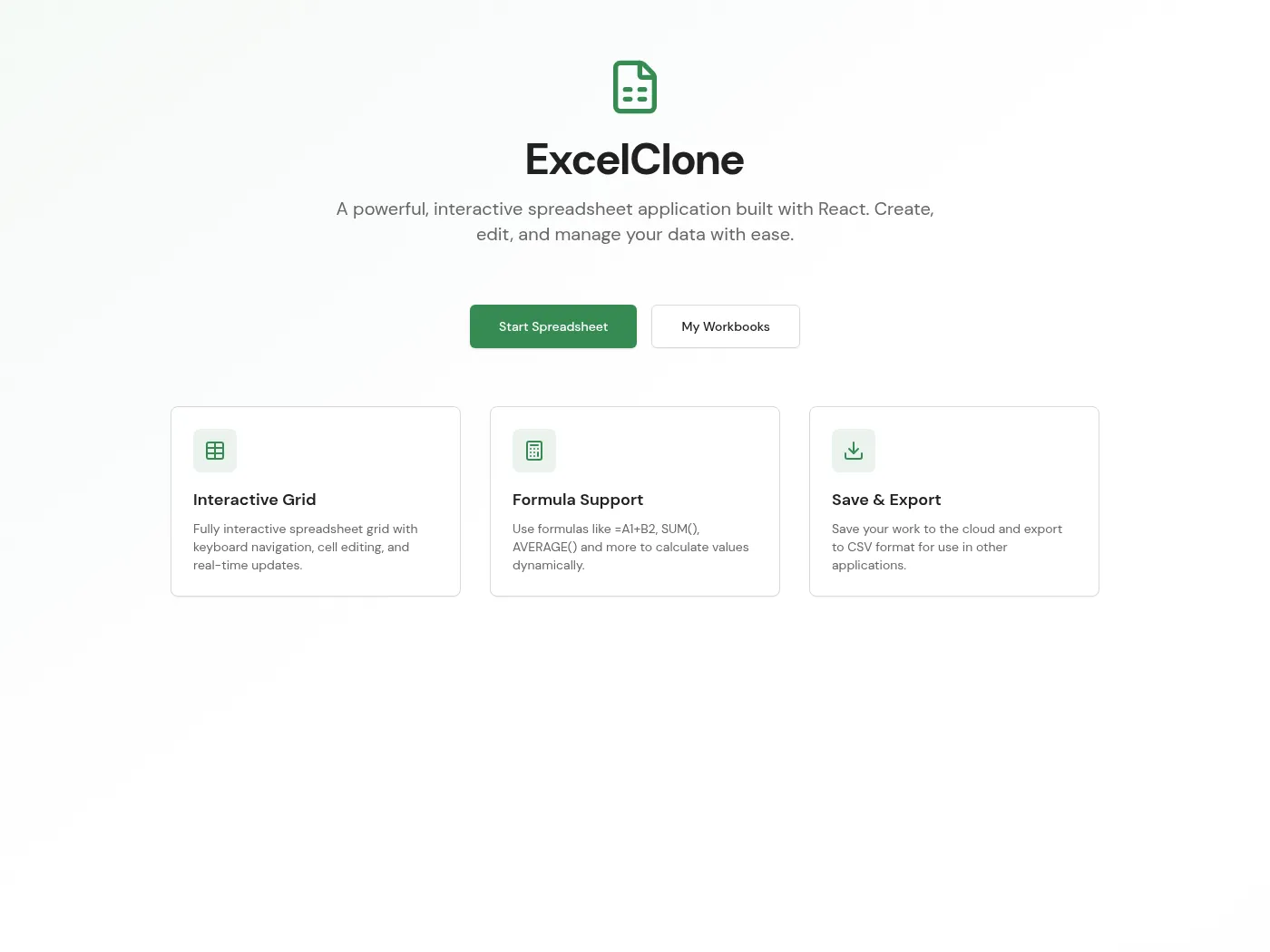 ExcelClone Interactive Spreadsheet Web App