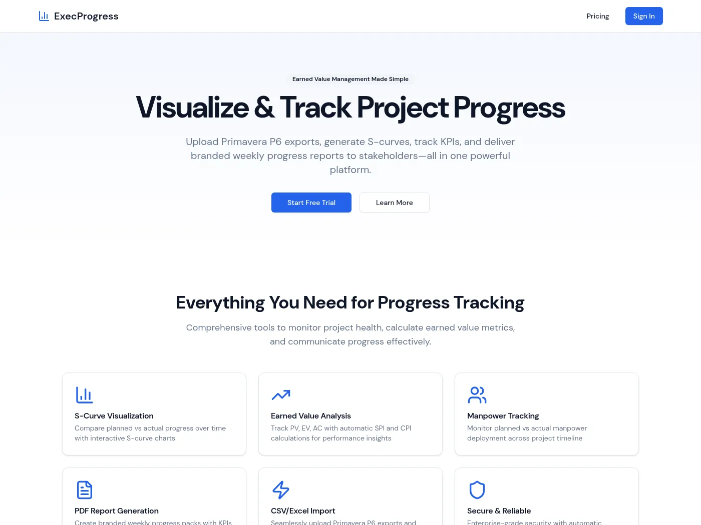 ExecProgress: Visualize & Track Project Progress with Earned Value Analytics