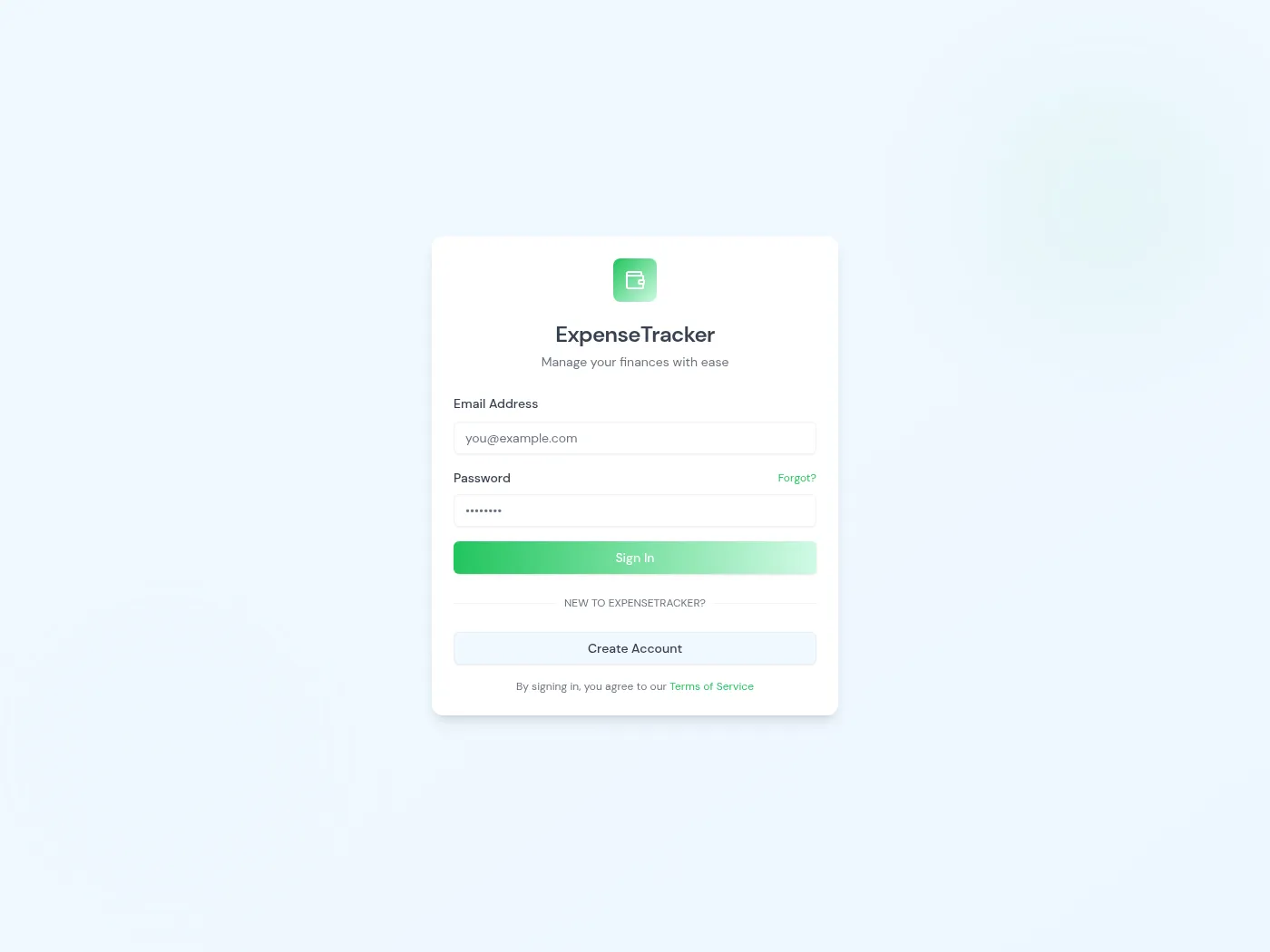 Expense Tracker Website Login and Layout Designer