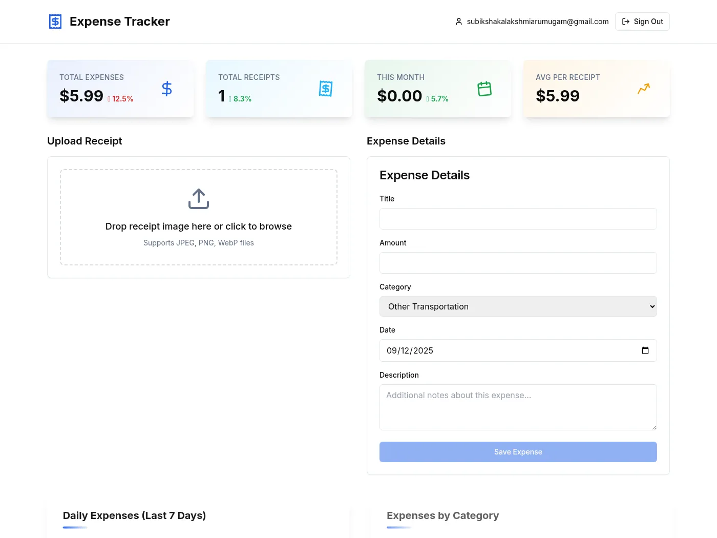 Expense Tracker with Image OCR and Visual Analytics