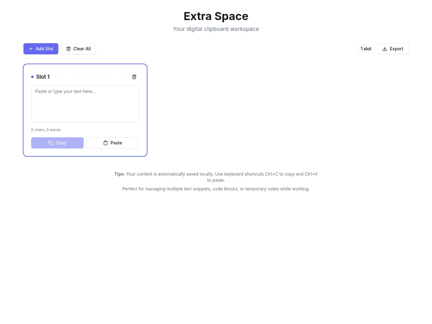 Extra Space Clipboard Utility