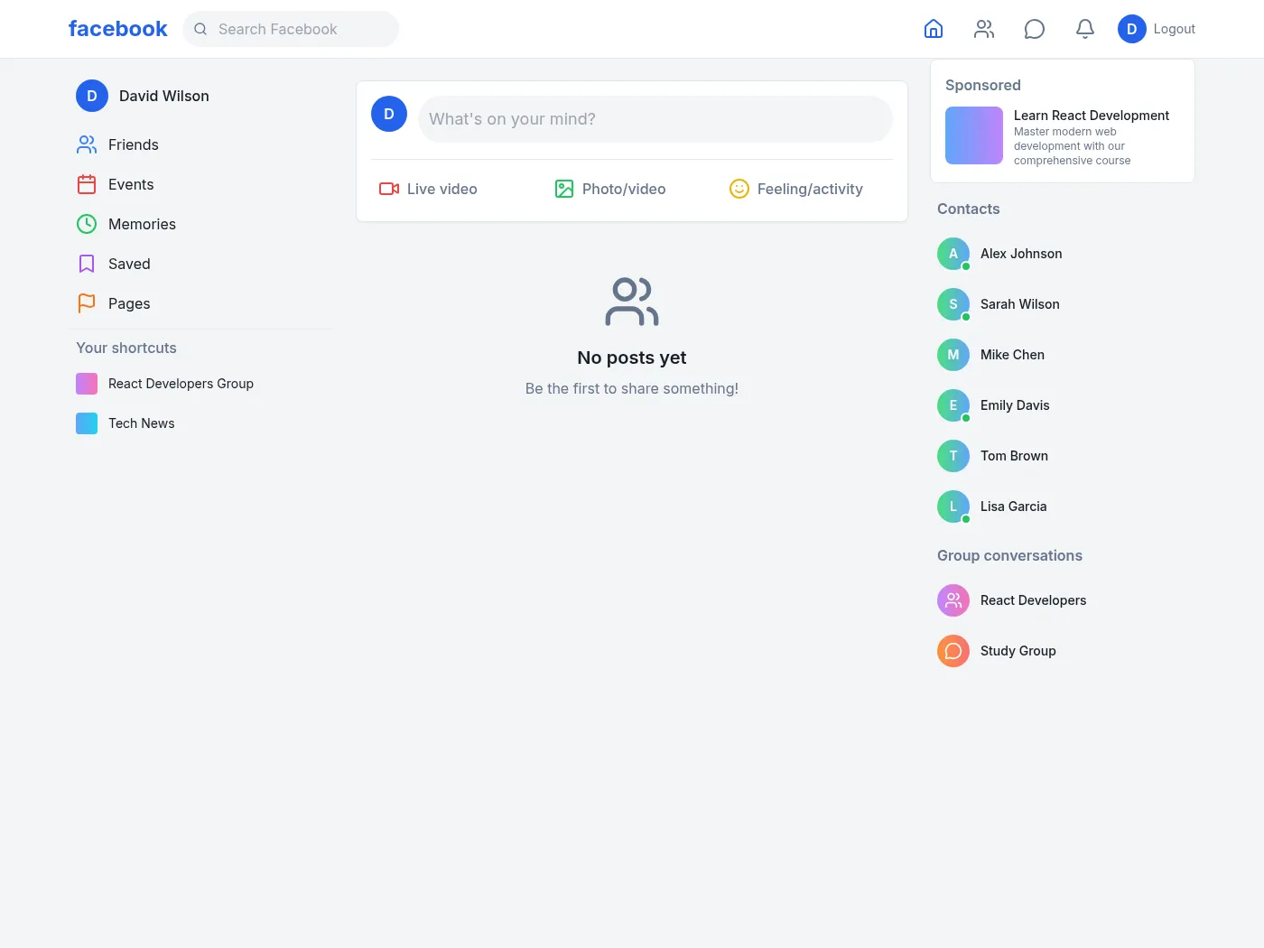 Facebook Clone Web App